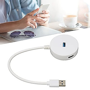USB 3.0 Hub, 4 Port Hub 5Gbps Transmission White Plug and Play for Windows for OS X for Linux