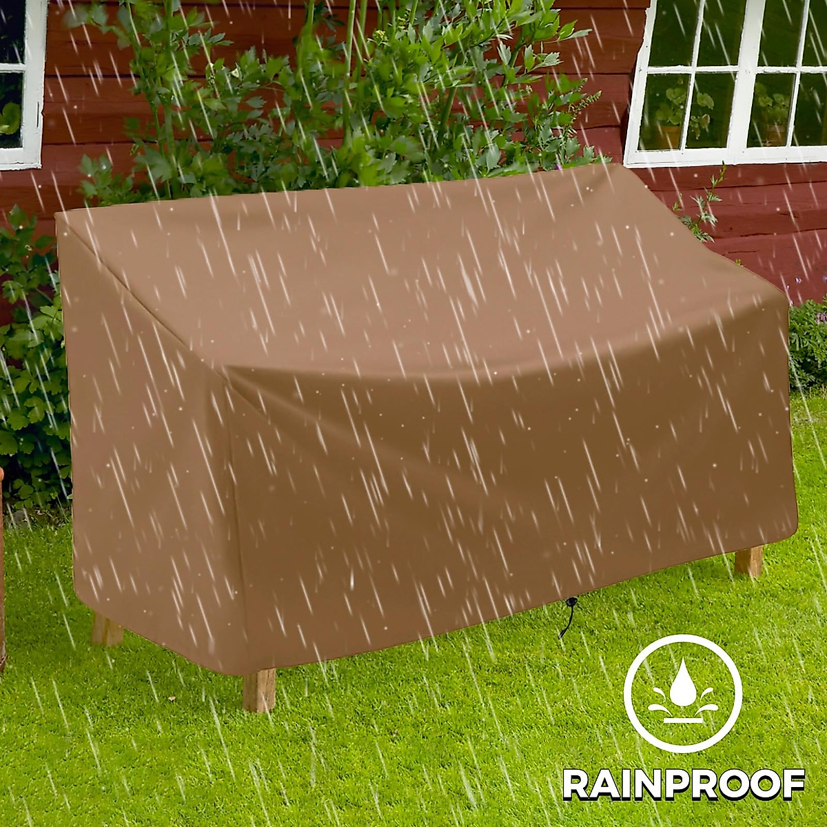 Outdoor Bench Cover for 3-Seater Bench, 210D Waterproof Outdoor Patio Furniture Cover, All Weather Resistant Bench Cover for Patio Furniture Garden Sofa Chair, 64" L x 26" W x 35" H (3 Seater)