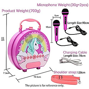 Kids Karaoke Machine for Girls Boys with 2 Microphones Toddler Singing Karaoke Toys Children Karaoke Singing Machine Recording Voice Changing Speaker for Party Birthday Festival Gift