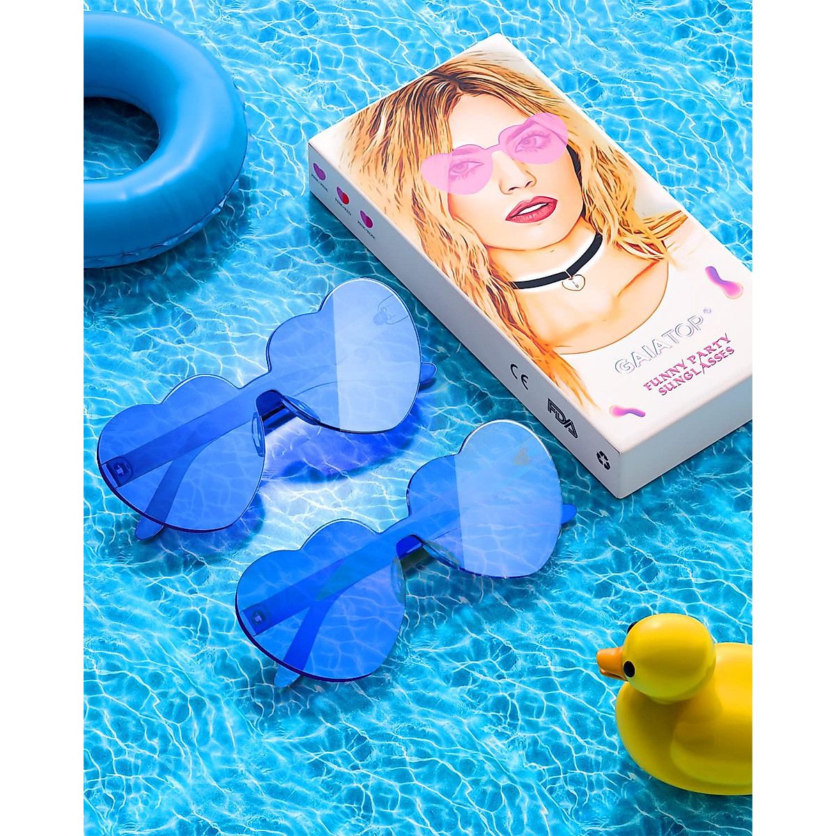 Gaiatop Heart Sunglasses for Women Candy Color Transparent Rimless Heart Glasses for Girls Cute Heart Shaped Sunglasses