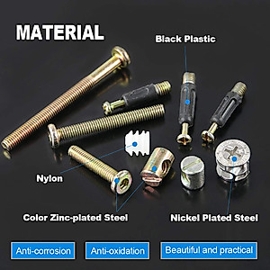 Glarks 125Pcs 3-in-1 Furniture Connecting Hardware Set, Hex Socket Cap Furniture Barrel Screws Bolt Nuts & Cam Fitting & Pre-Inserted Nut & Eccentric Wheel for Crib, Wardrobe Splicing, Cabinet Drawer