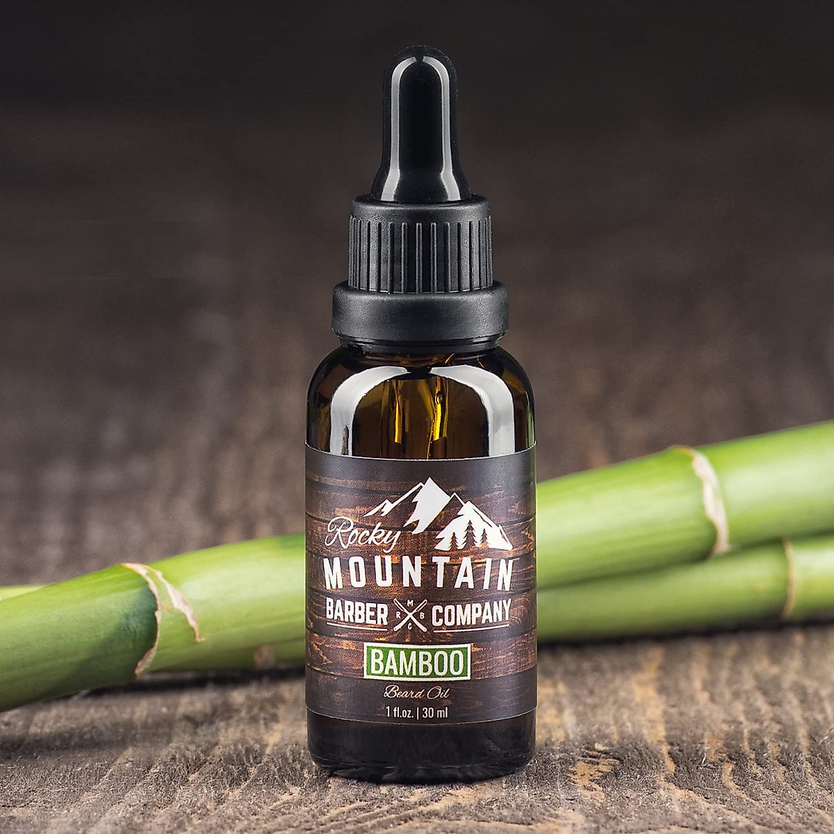 Rocky Mountain Barber Company Men's Bamboo Beard Oil with Grapeseed Oil, Coconut Oil, Argan Oil and Bamboo Scent
