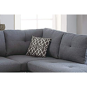Poundex Linen-Like Fabric Sofas in Grey