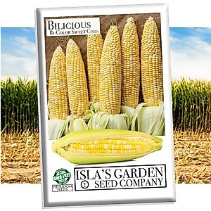 Bi-Color "Bilicious" Sweet Corn Seeds for Planting, 50+ Heirloom Seeds Per Packet, (Isla's Garden Seeds), Non GMO Seeds, Botanical Name: Zea Mays, Great Home Garden Gift