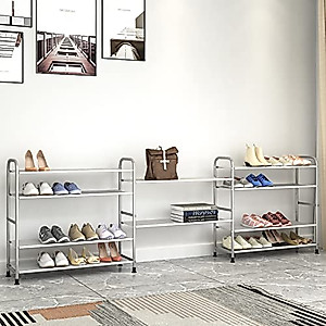 FKUO 5-Tier Shoe Rack Large Capacity Metal Oxford Fabric Shoe Storage Unit Tall Shoe Organizer Shelf for 20 Pairs, for Entryway, Hallway, Closet, Dorm Room (Silver Gray, 5 Tier)