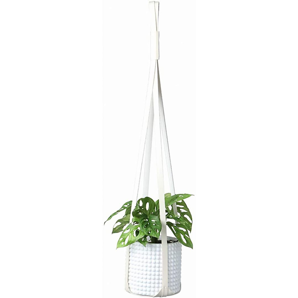 Leather Hanging Planters Holders Plant Hanger,Hanging Baskets Leather Hanging Flower Pot Basket for Home Decor Cactus Succulents Flower Basket White