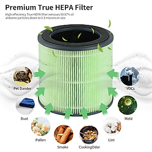 SAKEGDY True HEPA Replacement Filter, Compatible with TEC.BEAN JH50G-M Purifier/A Aromacare Purifier, part# 22902 / Homvana H201 Purifier, 3-IN-1Filtration, 2 Pack.