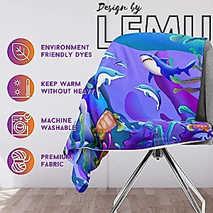 LFMU Dolphin Fleece Blanket for Bed - 50" X 60" Dolphin Fleece Throw Blanket for Women, Men and Kids, Dolphin Gifts Super Soft Plush Dolphin Blanket