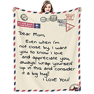 Poitvd Throw Blankets Anniversary Birthday Gift for Mom from Daughter Son, Dear Mom Blanket for Mother's Day