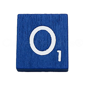 CleverDelights 100 Wood Letter Tiles - Blue Color - Complete Set - Game Replacement Weddings Crafts Scrapbooking