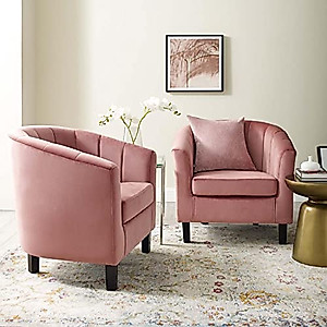 Modway Prospect Channel Tufted Performance Velvet Armchair Set of 2, Dusty Rose