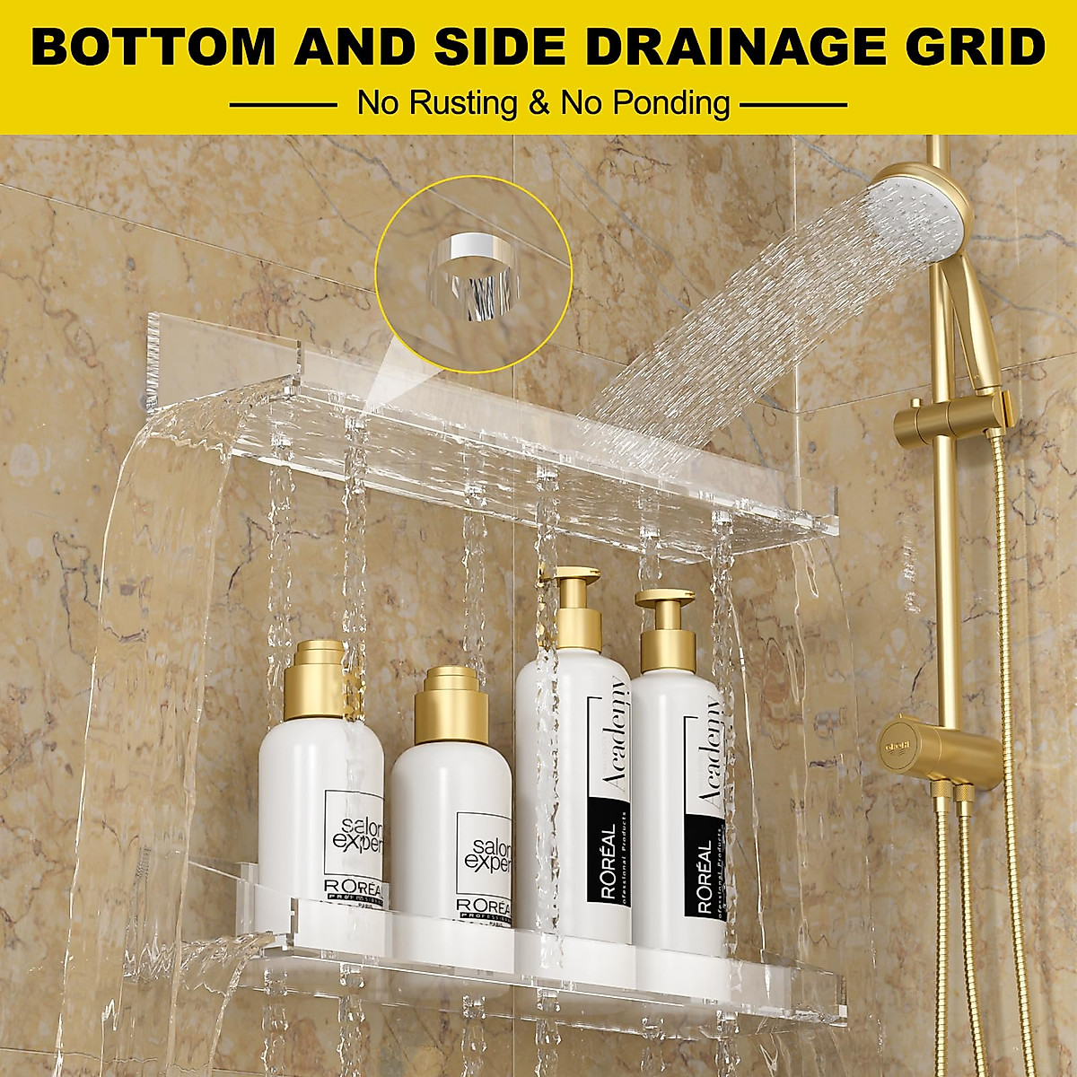 KSacry 4 Pack Acrylic Shelves for Wall Storage, 15" Floating Bookshelves for Kids, Display Shelf Organizer for Bathroom, Bedroom, Living Room, Kitchen, Room Decor, Clear