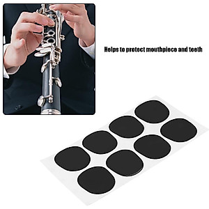 Fafeims 8Pcs Mouthpiece Patch Cushion Rubber Sax Mouthpiece Pad Cushion for Soprano Alto Tenor Saxophone Clarinet (Black 0.5mm Big Oval)