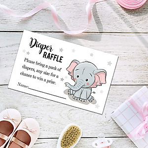50 Elephant Diaper Raffle Tickets for Baby Shower-Baby Shower Invitations Inserts Request Cards Games Decorations Supplies for Baby Gender Tickets.