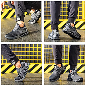 SUADEX Steel Toe Sneakers for Men Women Indestructible Work Safety Shoes Lightweight Comfortable Slip Resistant Composite Toe Black