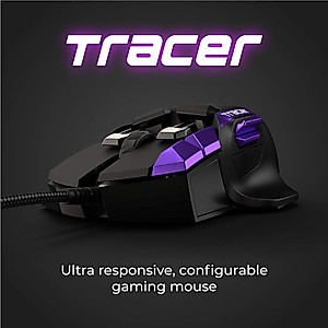 Swiftpoint Tracer Wired Gaming Mouse: 13 Programmable Buttons, 2 Pressure Sensors, Side Buttons, 12000 DPI, Mechanical Switches, Onboard Memory, 16 Game Profiles, RGB, Purple/Black for PC & Mac Gamers