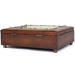 Cottage Garden Our Thoughts Forever in Hearts Jeweled Woodgrain Keepsake Music Box Plays Wind Beneath My Wings