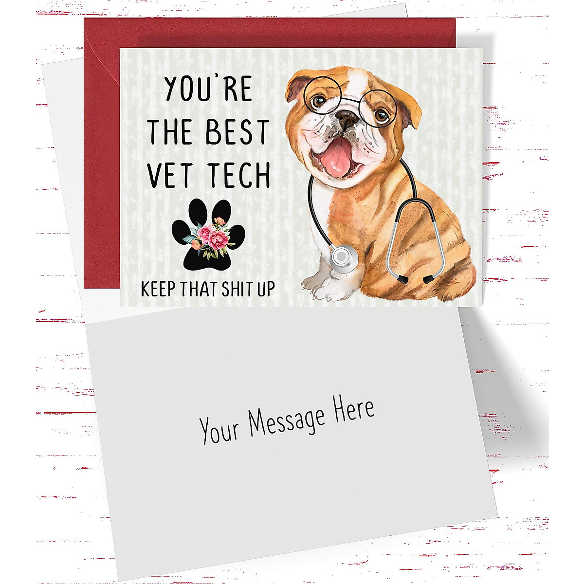 Audacious Cards Cute Thank You Card for Vet Tech - Veterinary Technician Week Greeting Card - Vet Tech Appreciation