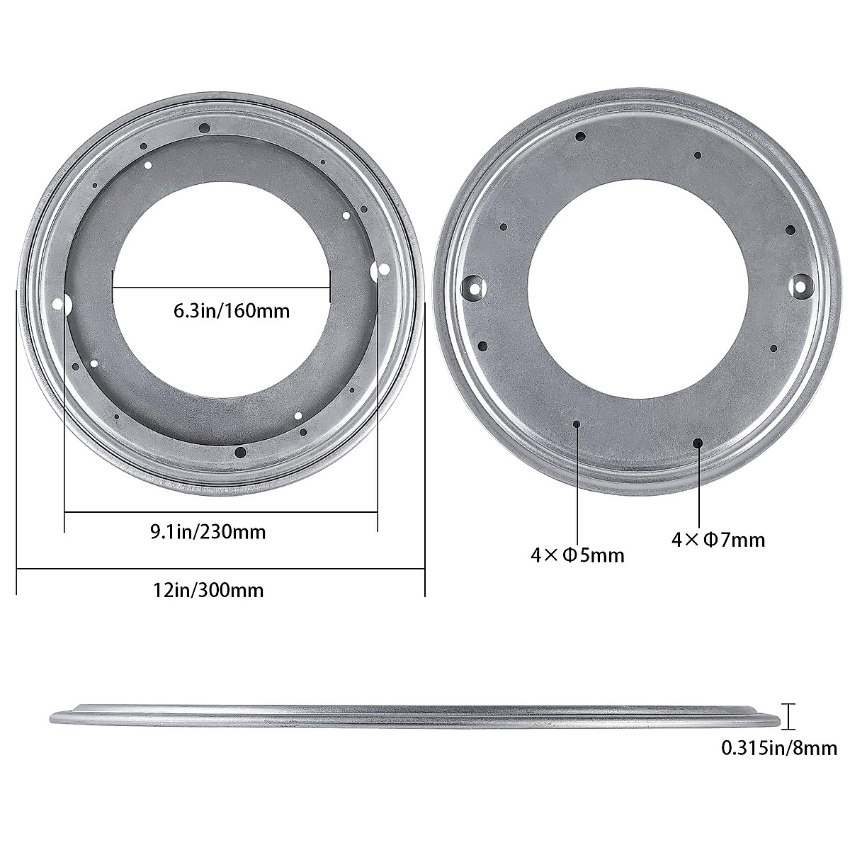 HSTECH 12 inch Lazy Susan, 800lbs Rotating Bearing Plate Heavy Duty for Rotating Table, Book Case, Serving Tray, Crafts Stand, Potted Plants, Shoe Rack(360˚ Rotation)