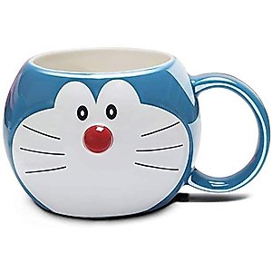 Coffee Milk Tea Ceramic Cup, Doraemon Cartoon Ceramic Cup, Faith Cup, Water Cup, Breakfast Cup, Tea Cup, Milk, Cola, Beer, Cool Drink Cup, Blue (A)