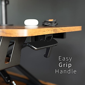 VIVO Height Adjustable 32 inch Standing Desk Converter with Dual 13 to 30 inch Monitor Stand, Sit Stand Monitor Mount and Desk Riser, Vintage Brown Top, Black Frame, DESK-V000KN-M2