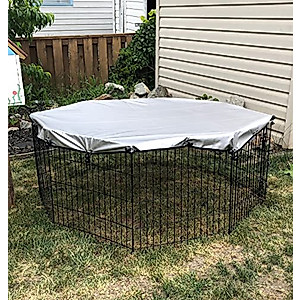 Universal Dog Playpen Cover with Sun/Rain Proof Top, Provide Shade and Security for Outdoor and Indoor, Fits All 24" Wide 8 Panels Pet Exercise Pen (Cover only)