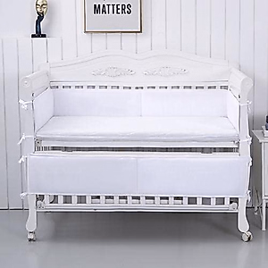 Crib Bumpers Padded for Baby Boys Girls' Crib, Crib Liner Bumper Pads for Crib 4 Sides, Prevent Bumperless Crib Bedding Set Safer Crib Bumper, Crib Protector Crib Padding Bumper (Solid.White)