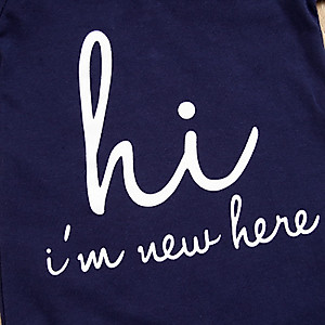 GRNSHTS Newborn Baby Boy Romper Coming Home Outfits Letter Print Bodysuit Jumpsuit+Hat+Gloves 3PCS Clothes Set (A-Navy Blue, Newborn)