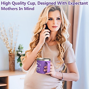 GINGPROUS New Mom Gifts, 14oz Promoted To Mommy Est 2025 Insulated Stainless Steel Coffee Mug, Mothers Day Gifts for New Mama To Be, First Time Mom, Mother, Mommy Pregnancy, Baby Shower, Purple