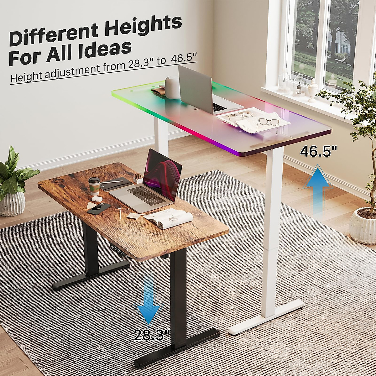 JYLH JOYSEEKER Electric Standing Desk Frame Workstation,Stand up Desk Legs Height Adjustable,Ergonomic Sit Stand Desk Base for 39 to 63 inch Table Tops,Black