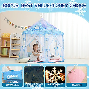 Premium Princess Play Tent - Frozen Toy for Girls with Enchanting Snowflake Lights - Spark Imagination with Princess Play Tent - Perfect for Indoor & Outdoor Play - Play Gifts Tent - Includes Cozy Rug