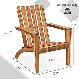 Giantex Adirondack Chair Set of 2 Acacia Wood Outdoor Chairs, 350 lbs Weight Capacity, Weather Resistant Campfire Chairs for Lawn Seating, Garden, Poolside, Balcony, Patio Adirondack Lounger