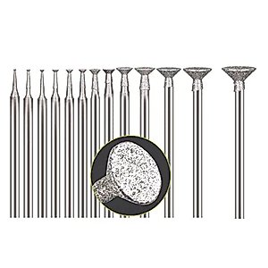 Luo ke 13 Pcs Triangle Type Diamond Burr - 3/32'' Shank Diamond Mounted Engraving Bits Stone Carving Set For Rotary Tools
