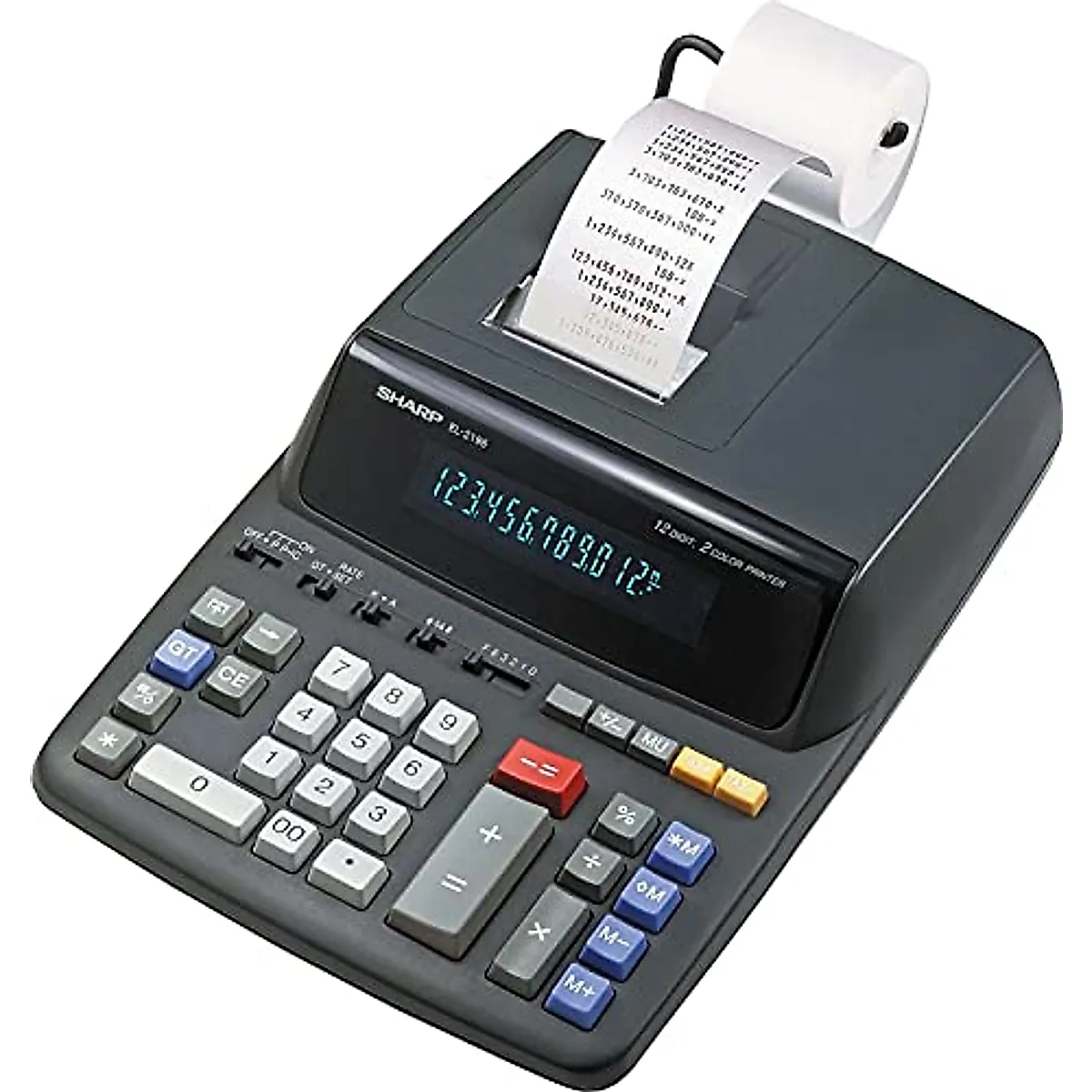 Sharp EL2196BL EL2196BL Two-Color Printing Calculator Black/Red Print 3.7 Lines/Sec