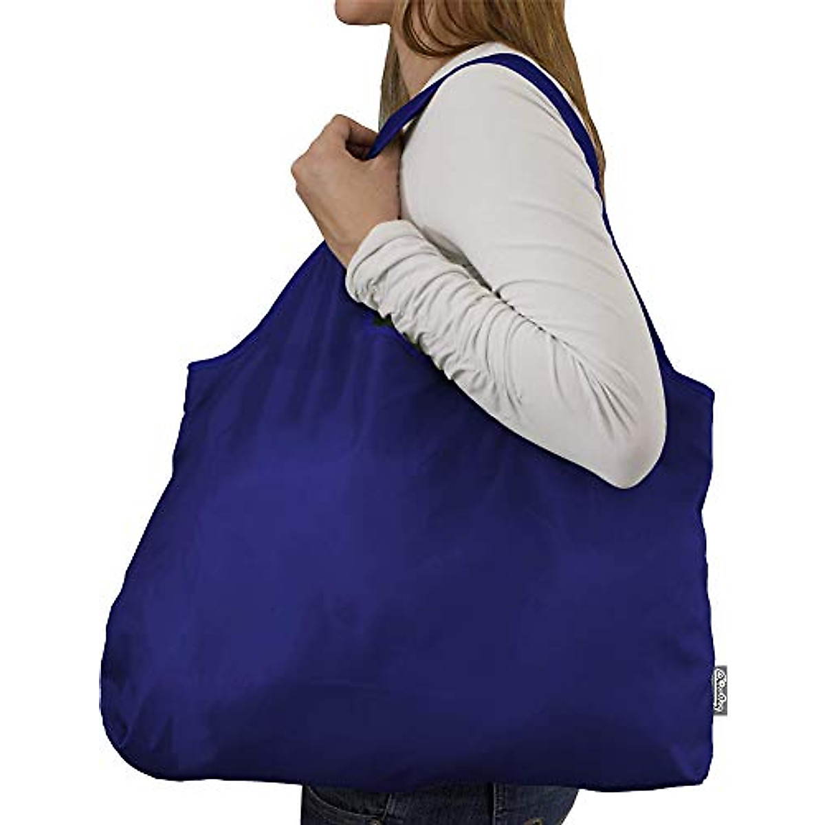 ChicoBag Vita Reusable Tote Bag with Carabiner Clip | Compact Reusable Shopping Bags | Eco Friendly | Mazarine Blue