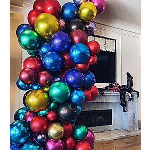 6 Pack Blue Balloons 22 Inch 4D Big Round Foil Balloons Blue Metallic Balloons for Wedding Birthday Bridal Shower Baby Shower Decorations Party Supplies