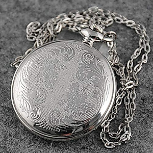 VIGOROSO Quartz Beautiful Peony Bird Enamel Painting Steampunk Silver Pocket Watches in Box