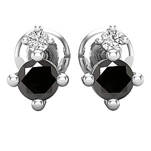 Dazzlingrock Collection 0.40 Carat (ctw) Round Black Diamond & White Diamond Ladies Stud Earrings, 10K White Gold