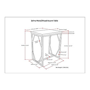 SIMPLIHOME Selma Contemporary 20 Inch Wide Metal and Wood Accent Side Table in White Wash, for The Living Room and Bedroom