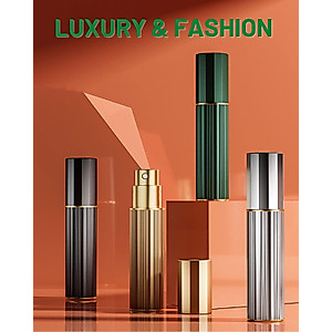 BRARIOS Travel Perfume Atomizer Refillable,Empty Portable Cologne Dispenser,Mini Aftershave Sprayer for Men and Women(Gold 5ML)