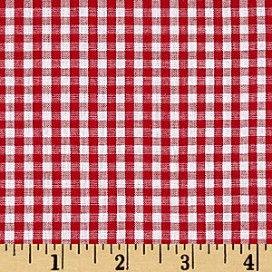 Wide Width 1/8" Gingham Check Red/White, Fabric by the Yard