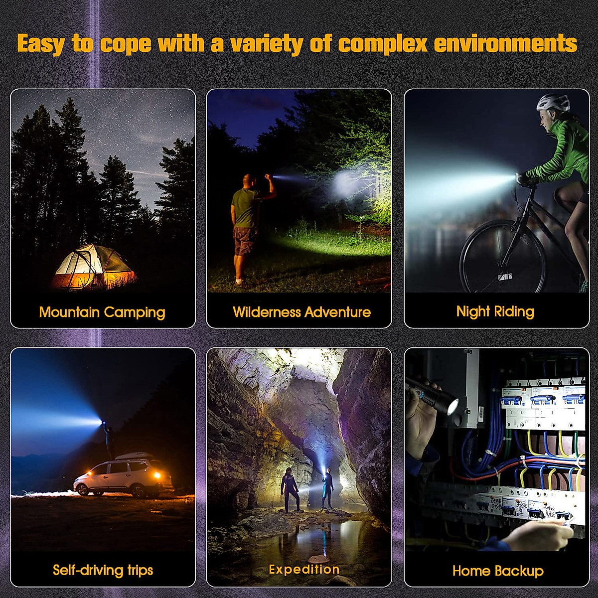 SDKWDH Rechargeable LED Flashlights High Lumens, 150000 Lumens Super Bright Tactical Handheld Flash Light, Powerful Emergency Linternas, Zoomable, Waterproof, Long Lasting, for Hiking Camping Gift