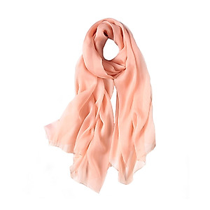LITHE CASHMERE 100% Mulberry Silk Chiffon Scarf Solid Color Large for Women, Long Lightweight Silk Shawl Wrap with Upgraded Cross Lock Hemmed