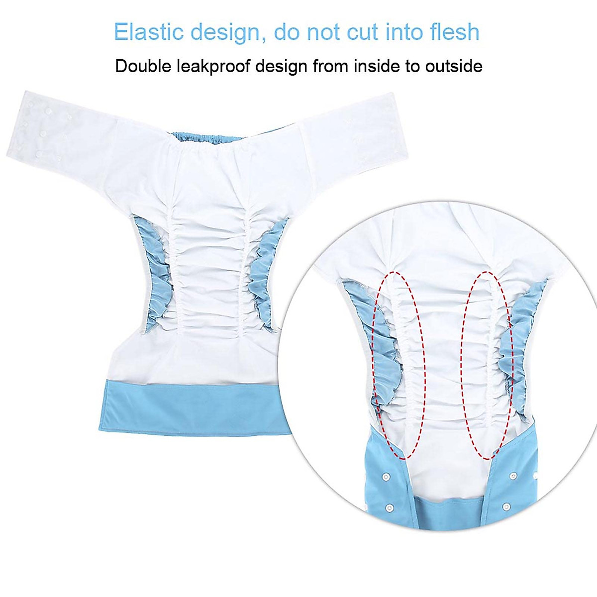 Cloth Diapers for Adults,Adult Pocket Diaper, Fleece Cloth AdjustableNappy Pant Prevent Side Leakage Washable Reusable Diaper Pants for Incontinence Care (Light Blue)