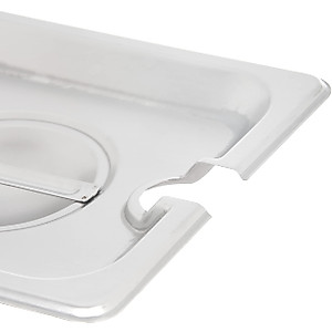 Carlisle FoodService Products Durapan 1/6 Size Stainless Steel Food Pan Lid Slotted Hotel Pan Cover with Concave Handle for Catering, Buffets, Restaurants, 6.88 X 6.25 Inches, Silver, (Pack of 6)