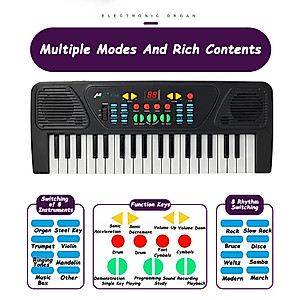 Piano Keyboard, 37-Key Kids Keyboard Piano with Mini Microphone USB Charger, HD Real Sound Quality, for Children Beginner