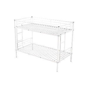 MWrouqfur Twin Over Metal Bunk Bed,Sturdy Heavy Duty Beds with 2 Side Ladders,Space Saving,No Noise,No Box Spring Needed,for Boys Girls Teens Adults