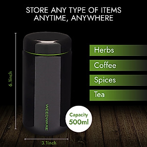 WEEDWARE Airtight 1oz Ultraviolet Glass 500ml Container Highest UV Protection Will Keep Your Spices Fresh For Months