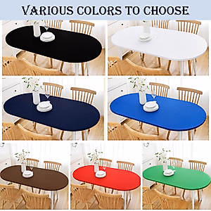 Wolkemer Fitted Oval Tablecloth Spandex Stretch Black Cocktail Table Cover Elastic Edge Topper Cap for Dining Wedding Party Picnic 48 x 72 Inch