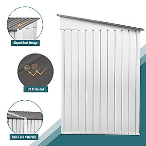JAXPETY 4' x 6' Ft Outdoor Storage Shed, Metal Tool Shed with Vents, Lockable Door, Organizer House for Garden Backyard Patio Lawn, Weatherproof, White